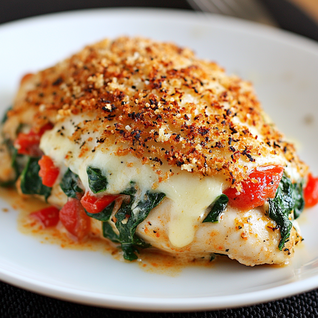 Roasted Red Pepper, Spinach, and Mozzarella Stuffed Chicken – Tasty Teresa